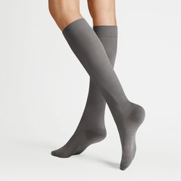 Hudson Damen Kniestr&uuml;mpfe "RELAX FINE", Gr. 35, grau, Baumwollmischung, Socken, Baumwoll-Mix, verst&auml;rke Spitze und Ferse