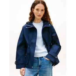 Tommy Hilfiger Damen Outdoorjacke "COTTON NYLON UTILITY SHORT PARKA", blau, Gr. XL, unifarben, Web, Obermaterial: 63% Baumwolle, 37% Nylon, Jacken,