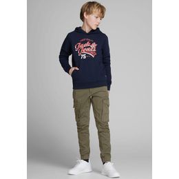 Jack & Jones Jungen Cargohose "JPSTPAUL JJFLAKE AKM 542 OLIVE NOOS JNR", gr&uuml;n, Gr. 164, JACK & JONES JUNIOR, unifarben, Web, Obermaterial: 98% Baumwolle, 2%