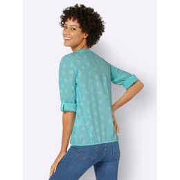 Inspirationen Damen Schlupfbluse, blau, Gr. 38, bedruckt, gemustert, mehrfarbig, 100% Baumwolle, Blusen