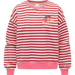 Ragwear Damen Sweater "Wuss Stripes", rot, Gr. M, Material: 50% Baumwolle, 50% Polyester, Sweatshirts, Hoodie mit verstellbarer Kapuze