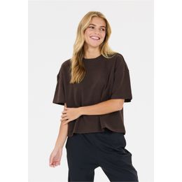 ENDURANCE ATHLECIA Fleeceshirt ATHLECIA "Crecy", Damen, Gr. 34, braun, 50% Baumwolle, 2% Elasthan, 48% Polyester, unifarben, normal, Rundhals, Shirts, mit atmungsaktivem Material