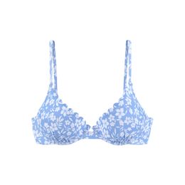 Vivance Damen B&uuml;gel-Bikini-Top "Leni", blau, Gr. 40, bedruckt, floral, Microfaser, Bikini-Oberteile, mit gelaserter Wellenkante