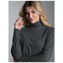 TRIGEMA Damen Rollkragenshirt "TRIGEMA Rollkragenshirt", grau, Basic, Gr. S, Feinstrick, 95% Baumwolle, 5% Elastan, Shirts