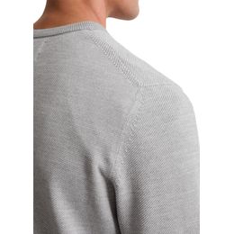 Marc O'Polo MARC O'POLO Herren Rundhalspullover, grau, Gr. S, Strick, Obermaterial: 100% Baumwolle, Pullover, in Piqu&eacute;-Struktur