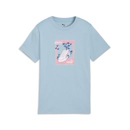 Puma M&auml;dchen T-Shirt "GRAPHIC SNEAKER TEE G", blau, Gr. 140, bedruckt, Jersey, Obermaterial: 100% Baumwolle, Shirts, Regular Fit, Kurzarm,