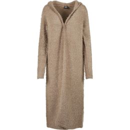 Urban Classics Damen Strickjacke "Urban Classics Damen Ladies Hooded Feather Cardigan"softtaupe, Gr. 4XL, unifarben, 51% Polyamid, 49% Polyacryl,