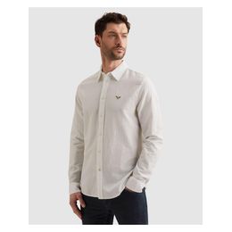 PME-Legend PME LEGEND Herren Langarmhemdhellwei&szlig;, Gr. XL, unifarben, Web, Obermaterial: 65% Baumwolle, 35% Leinen, Hemden, mit Logo Stickerei
