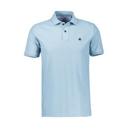 Lerros Herren Poloshirtice blau, Gr. L, unifarben, Single Jersey, Obermaterial: 60% Baumwolle, 40% Polyester, Shirts, mit Logo-Stickerei, kurzarm