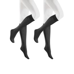 Kniestr&uuml;mpfe Hudson "SIMPLY 40 2-PACK", Damen, Gr. 39-42, anthrazit, Baumwollmischung, normal, Socken Kniestr&uuml;mpfe, Semi-blickdicht und matt