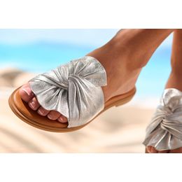 Lascana Damen Pantolette "Mule, Sandale, offener Schuh, Sommerschuh", Gr. 36, silber, Obermaterial: 100% Lammleder. Decksohle: 100% Rindsleder.