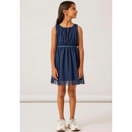 name it M&auml;dchen T&uuml;llkleid "NKFVABOSS SPENCER"schwarz sapphire, Gr. 140, bedruckt, T&uuml;ll, Obermaterial: 100% Polyester, Kleider, Kunstfaser, elastische