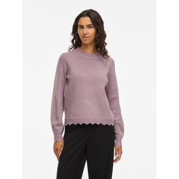 Vila Damen Strickpullover "VINIKOLINA O-NECK L/S KNIT TOP - NOOS"toadstool detail:melange, Gr. L, meliert, Strick, Obermaterial: 97% Polyester, 3%