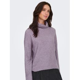 Only Damen Rollkragenpullover "ONLARIZONA LS SEQUINS ROLLNECK PULL KNT", lila, Gr. L, meliert, Strick, Obermaterial: 58% Polyacryl, 23% Nylon, 12%