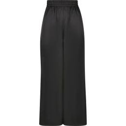 Stoffhose Urban Classics "Urban Classics Damen Ladies Satin Wide Leg Pants", Damen, Gr. 4XL, US-Gr&ouml;&szlig;en, schwarz, 95% Polyester, 5% Elasthan, unifarben, loose fit, Hosen Stoffhose