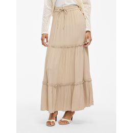 Vila Damen Maxirock "VIMESA HW MAXI SKIRT - NOOS"feather gray, Gr. 38, unifarben, Web, Obermaterial: 100% Viskose, R&ouml;cke, mit R&uuml;schen