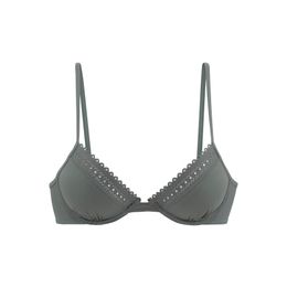 s.Oliver Damen B&uuml;gel-Bikini-Top "Aiko", gr&uuml;n, Gr. 42, unifarben, Microfaser, Microfaser, Polyamid, Bikini-Oberteile, mit H&auml;keloptik