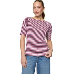 Kurzarmshirt Zero "Damen mit U-Boot Ausschnitt", Damen, Gr. 34, pink, cream, Jersey, Obermaterial: 5% Elasthan, 95% Baumwolle (organic), bedruckt, Basic, figurbetont normal, U-Boot-Ausschnitt, eng, Shirts, Material