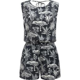 Ragwear Damen Jumpsuit "Zella", schwarz-wei&szlig;, Gr. L, 100% Viskose, Overalls, schicker, kurzer Damen Overall mit floralem Print