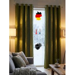 Vorhang WIRTH, B:172cm H:245cm, gr&uuml;n, Chenille, Polyacryl, Wohnzimmer, Gardinen, "Trondheim B"