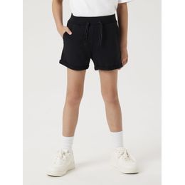 name it M&auml;dchen Sweatshorts "NKFVOLTA SWE SHORTS UNB", schwarz, Gr. 152, unifarben, angeraute Sweatware, Obermaterial: 95% Baumwolle, 5% Elasthan,