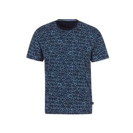 TRIGEMA Herren T-Shirt "TRIGEMA T-Shirt mit freundlichem Smiley-Muster", blau, Basic, Gr. XL, Single Jersey, 100% Baumwolle, Shirts