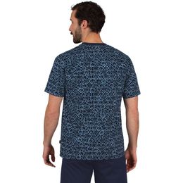 TRIGEMA Herren T-Shirt "TRIGEMA T-Shirt mit freundlichem Smiley-Muster", blau, Basic, Gr. XS, Single Jersey, 100% Baumwolle, Shirts