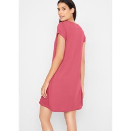 bonprix Damen Shirtkleid, pink, Gr. 52, Jersey, Obermaterial: 100% Baumwolle, Kleider, f&uuml;r warme Tage, aus reiner Baumwolle, taillierte Passform