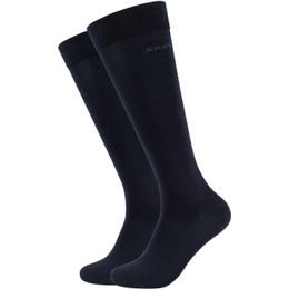 JOOP! JOOP Herren Kniestr&uuml;mpfe "premium essentials", Gr. 39, blau, Baumwolle, Elasthan, Polyamid, unifarben, Socken, mit Logoschriftzug am Bund