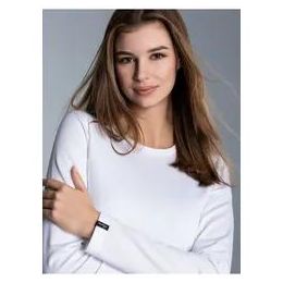 Longsleeve TRIGEMA "TRIGEMA Langarmshirt", Damen, Gr. XS, wei&szlig;, Feinstrick, 95% Baumwolle, 5% Elastan, Basic, lang, Rundhals, Shirts
