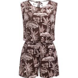 Ragwear Damen Jumpsuit "Zella"dunkelbraun, Gr. S, 100% Viskose, Overalls, schicker, kurzer Damen Overall mit floralem Print