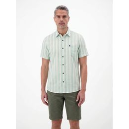 Lerros Herren Kurzarmhemd "Kurzarmhemd gestreift und atmungsaktiv"mint water, Gr. M, 60% Polyester, 40% Baumwolle, Hemden