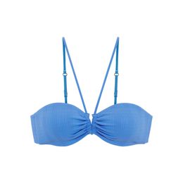Damen Bandeau-Bikini-Top "Nela", blau, Gr. 40, Copenhagen Studios, strukturiert, unifarben, Rippware, Recycling-Polyamid, Bikini-Oberteile, mit