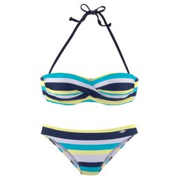 Venice Beach Damen Bandeau-Bikini, bunt, Gr. 42, gestreift, Polyamid, Bikini-Sets, mit Streifen