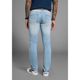 Bruno Banani Herren Straight-Jeans "Hutch", blau, Gr. 40, Destroyed-Effekte, Denim/Jeans, Obermaterial: 98% Baumwolle, 2% Elasthan, Jeans, gerade