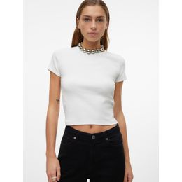 V&eacute;ro Moda VERO MODA Damen Kurzarmshirt "VMCHLOE SS SHORT TOP JRS NOOS", wei&szlig;, Gr. XS, unifarben, Feinripp, Obermaterial: 95% Baumwolle, 5% Elasthan, Shirts,