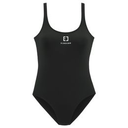 ELBSAND Damen Badeanzug, schwarz, Gr. 36, unifarben, Microfaser, Badeanz&uuml;ge, mit Logoaufdruck vorn