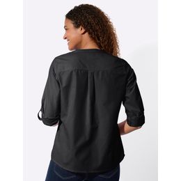Casual Looks Damen Longbluse, schwarz, Gr. 40, unifarben, 50% Baumwolle, 50% Polyester, Blusen