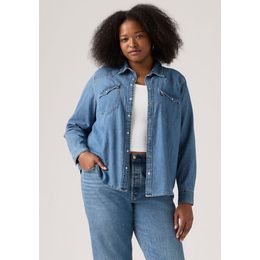 LEVI'S&reg; PLUS LEVI'S PLUS Damen Jeansbluse "PL ULTIMATE WESTERN T3", blau, Gr. XL, unifarben, Web, Obermaterial: 100% Baumwolle, Blusen, mit Taschen