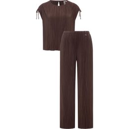 Ragwear Damen Blusenshirt "Verllen Set YOUMODO", braun, Basic, Gr. M, Material: 65% Polyester, 35% Viskose, Shirts, Set aus langer Hose und T-Shirt
