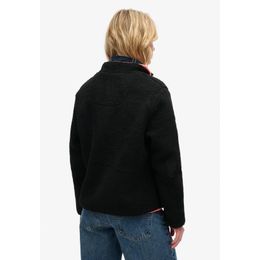 Superdry Damen Fleecepullover "OUTDOOR HALF ZIP FLEECE", schwarz, Gr. L, unifarben, Fleece, Obermaterial: 100% Polyester, Sweatshirts, Regular Fit,