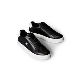 Sneaker Calvin Klein Jeans "CLASSIC CUPSOLE LACEUP LTH", Herren, Gr. 42, schwarz-wei&szlig; (schwarz, wei&szlig;), Leder, unifarben mit Farbeinsatz, Schuhe Sneaker, Schn&uuml;rschuh, Freizeitschuh mit Fersenbesatz und seitlichem CK-Logo