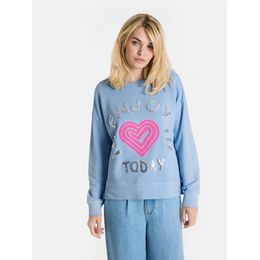 LIEBLINGSST&Uuml;CK Sweatshirt LIEBLINGSST&Uuml;CK "BibiL", Damen, Gr. L, 432, skyway, 100% Baumwolle, normal, Rundhals, Sweatshirts Sweatshirt, aus 100% Baumwolle