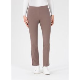 Stehmann Damen Stretch-Hose, braun, Gr. 46, unifarben, Obermaterial: 72% Viskose, 25% Polyamid, 3% Elasthan, Hosen, mit Schlitz