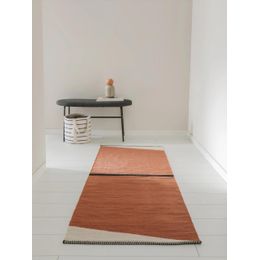 benuta Pop Baumwollteppich Lenny Terracotta 70x200 cm - Moderner Kurzflor-Teppich f&uuml;r Wohnzimmer