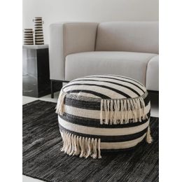 benuta Pop - Pouf Deja Schwarz/Wei&szlig; 55x55x30 cm