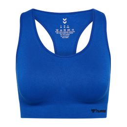 Hummel Damen Sport-Bustier "hmlTIF SEAMLESS SPORTS TOP", Gr. L, blau, Obermaterial: 92% Polyamid, 8% Elasthan, BHs, nahtarme Seamless-Konstruktion,