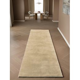 Wollteppich Mono Cream 80x300 cm - Naturfaserteppich aus Wolle