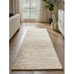 Wollteppich Patch Cream 80x250 cm - Naturfaserteppich aus Wolle