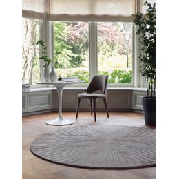 Wedgwood Wollteppich Folia Grau &oslash; 150 cm rund - Naturfaserteppich aus Wolle